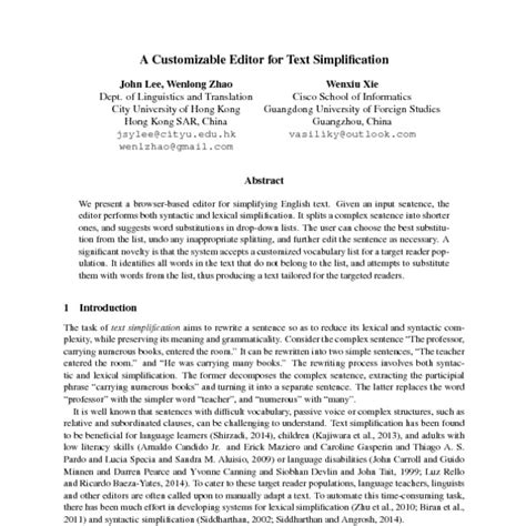 A Customizable Editor For Text Simplification Acl Anthology