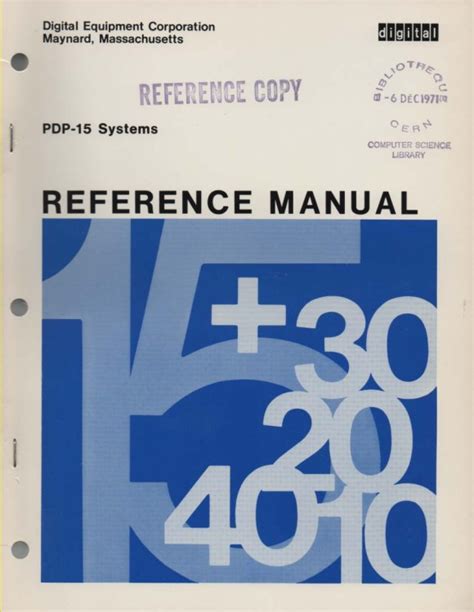 Digital Pdp 15 Systems Reference Manual Manual Computing History