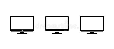 Computer Monitor Desktop Screen Icon Set Pc Display Sign Symbol Stock Vector Illustration Of