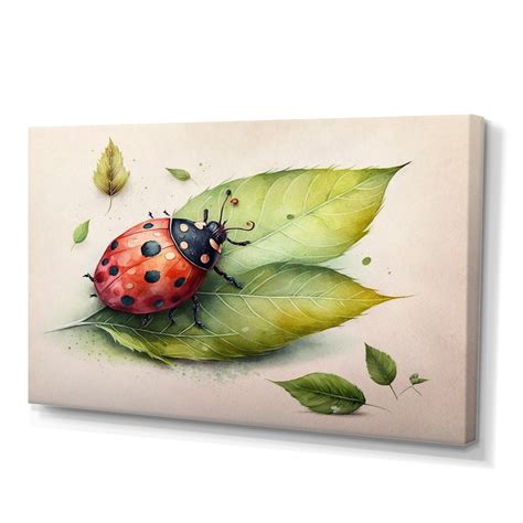 Rosalind Wheeler Ladybug On A Leaf Ladybug On A Leaf Print On Canvas Wayfair Canada