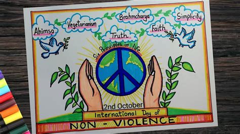 International Day Of Non Violence Poster Drawing Step By Step L Drawing