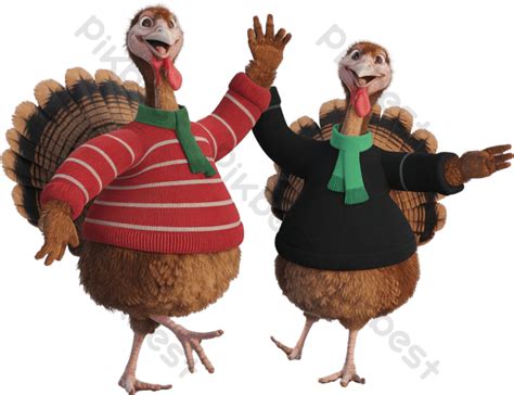 3d Two Turkey Dancing Png Images Png Free Download Pikbest