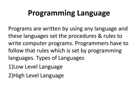 Programming Paradigm Languages PPT