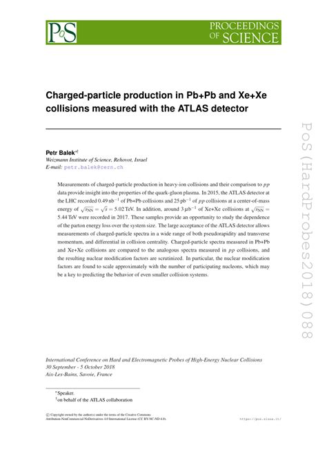 Pdf Charged Particle Production In Pbpb And Xexe Collisions Measured With The Atlas Detector