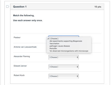 Solved Question 1 10 Pts Match The Following Use Each Chegg Com