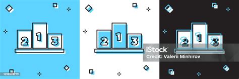 파란색과 흰색 검은 색 배경에 고립 된 스포츠 우승자 연단 아이콘을 통해 상을 설정합니다 벡터 1위에 대한 스톡 벡터 아트 및 기타 이미지 Istock