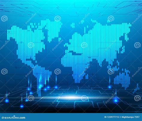World Map Cyber System Transformation Internet Fiber Optic Cable Stock Vector Illustration Of