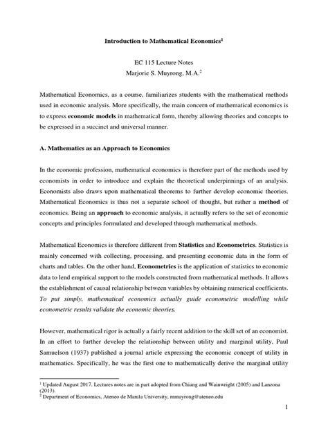 Introduction To Mathematical Economics Aug 2017 Pdf Economics Mathematical Economics