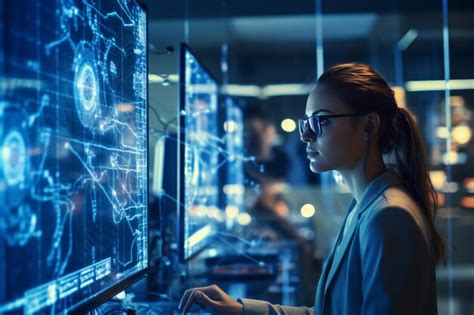 Premium Photo Female Computer Engineer Working On Interactive Neural