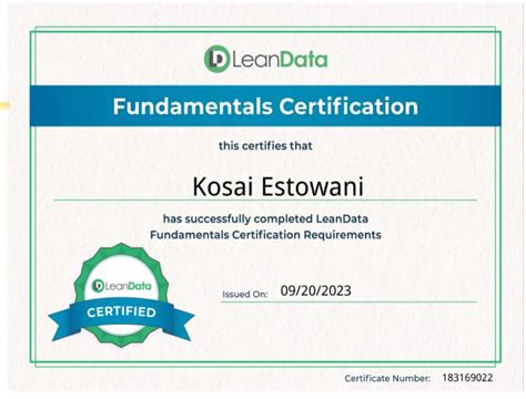 Kosai Estowani On Linkedin Leandata Certification Growth