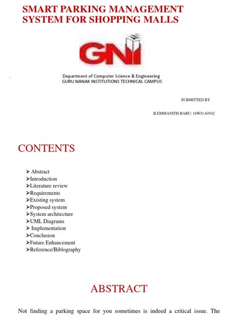 Smart Parking Management System For Shopping Malls Pdf Parking