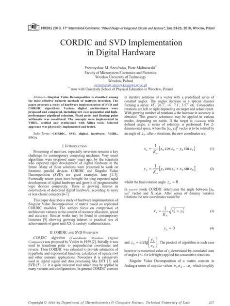 Cordic Svd Hw Pdf Matrix Mathematics Vhdl