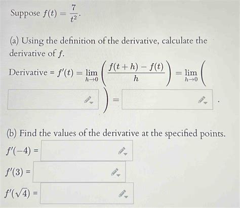 solved suppose f t 7 t 2 a using the definition of the