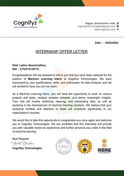 Lahiru Senavirathna On Linkedin Machinelearning Internship Datascience Cognifyztechnologies