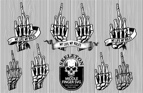 Skeleton Middle Finger Svg Bundle Graphic By Design Crown · Creative Fabrica