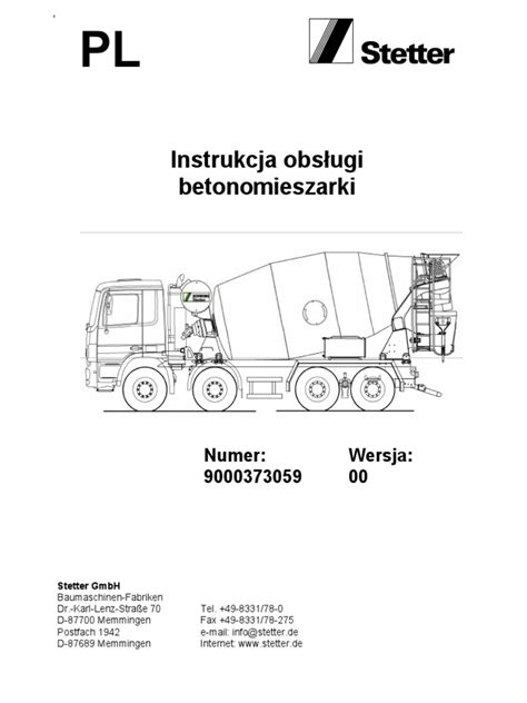 Instrukcja Obsługi Betonomieszarki Schwing Stetter Pdf