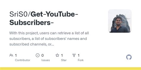 Github Sris0get Youtube Subscribers With This Project Users Can