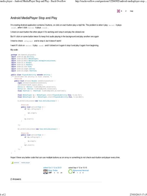 media player android mediaplayer stop and play pdf android