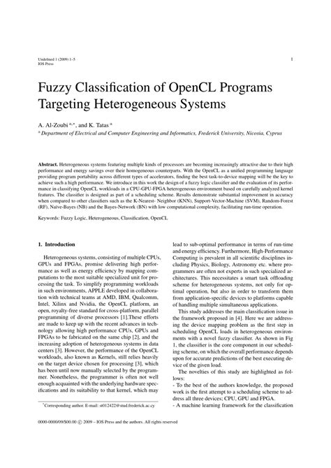 Pdf Fuzzy Classification Of Opencl Programs Targeting Heterogeneous
