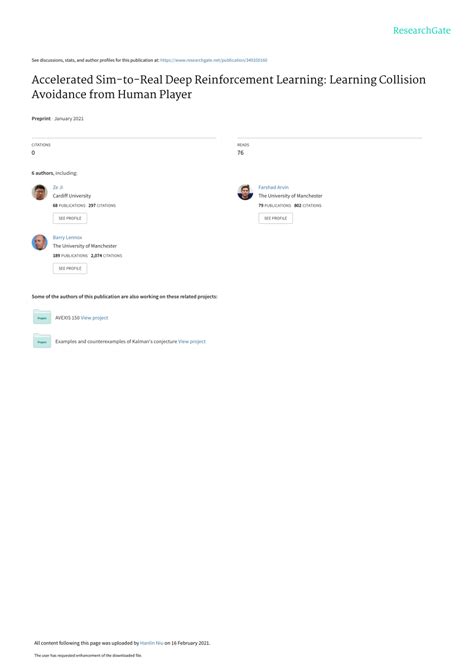 Pdf Accelerated Sim To Real Deep Reinforcement Learning Learning Collision Avoidance From