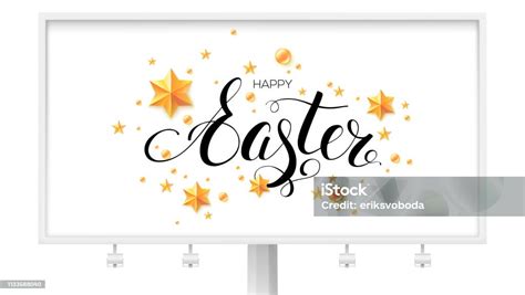 붓글씨 비문에 부활절 인사말 흰색 배경에 고립 된 황금 별과 공을 장식 추상적인 패턴과 손 그리기 소원 세련 된 벡터 카드 부활제에 대한 스톡 벡터 아트 및 기타 이미지