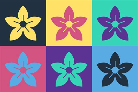 팝 아트 연꽃 아이콘 은 색상 배경에 고립 벡터 일러스트레이션 0명에 대한 스톡 벡터 아트 및 기타 이미지 0명 개념 개화기 Istock