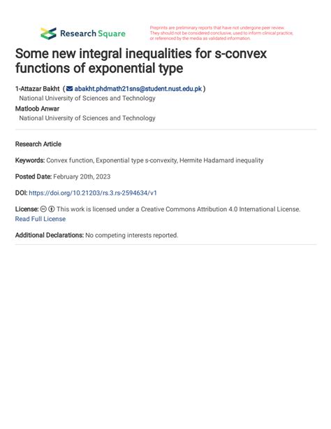 Pdf Some New Integral Inequalities For S Convex Functions Of Exponential Type