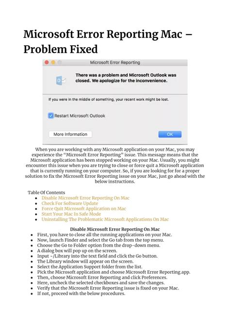 Ppt Microsoft Error Reporting Mac Powerpoint Presentation Free Download Id 12091695