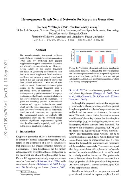 Pdf Heterogeneous Graph Neural Networks For Keyphrase Generation