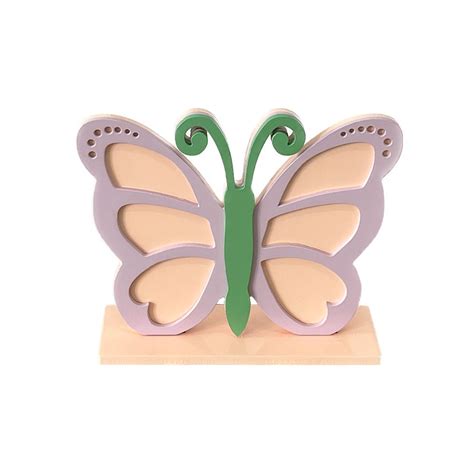 Display Pequeno Borboleta Mdf Salmão Com Lilás Decorativo Lembrança