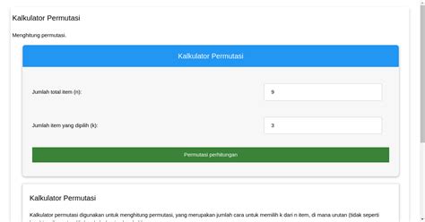Kalkulator Permutasi