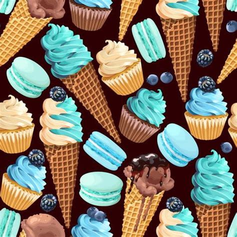 아이스크림과 케이크 패턴 원활한 벡터 Eps Uidownload