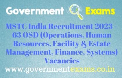 MSTC Limited OSD Recruitment 2023 Government Exams