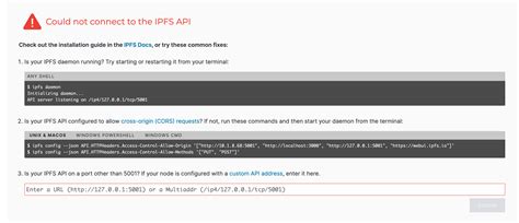 Could Not Connect To The Ipfs Api Node Errors And Issues Ceramic Forum