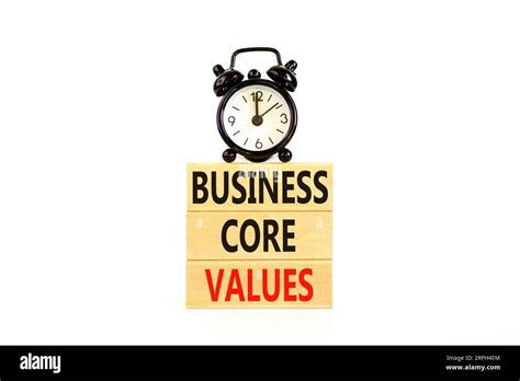Business Core Values Symbol Concept Words Business Core Values On Wooden Block Beautiful White