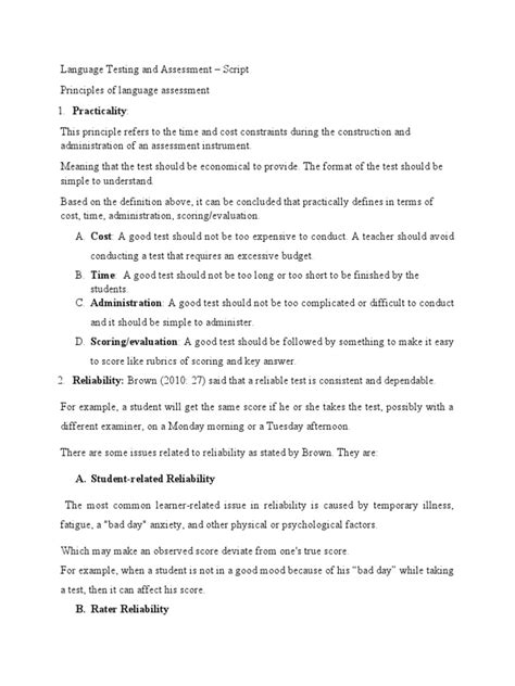 Language Testing And Assessment Script Linh Pdf Validity