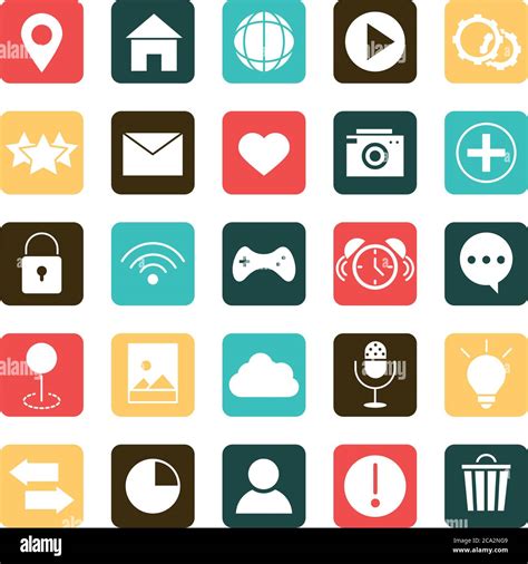 Mobile Application Homepage Email Like Camera Wifi Internet Web Button Menu Digital Flat Style