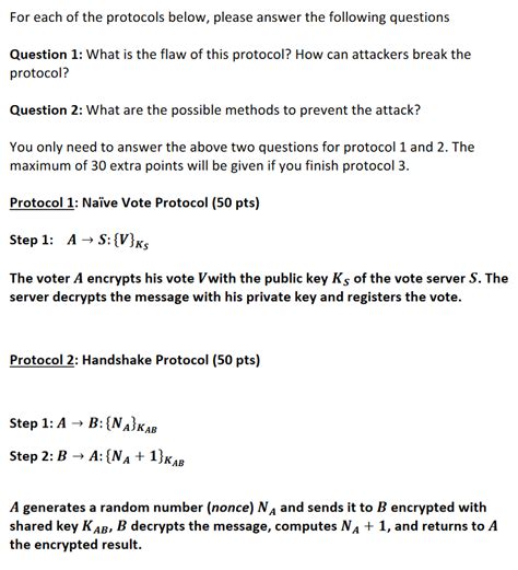 Solved For Each Of The Protocols Below Please Answer The Chegg