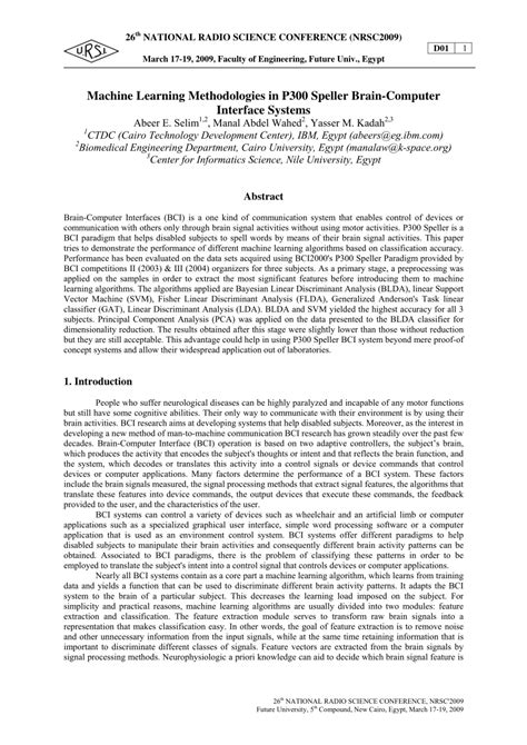 Pdf Machine Learning Methodologies In Brain Computer Interface Systems