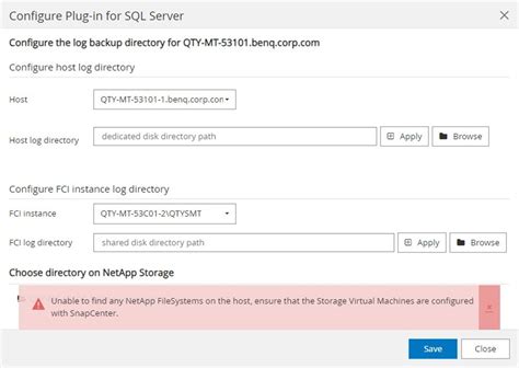 Cant Configure Host Log Directory Snapcenter 6 Plug In For Microsoft Sql Server Netapp