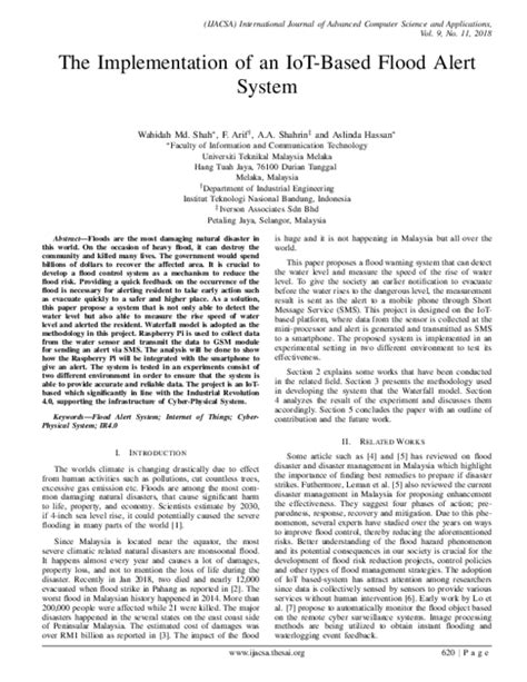 Pdf The Implementation Of An Iot Based Flood Alert System