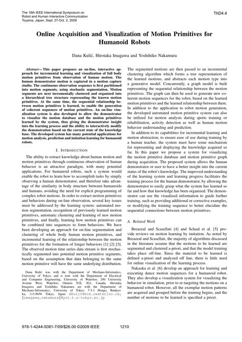 Pdf Online Acquisition And Visualization Of Motion Primitives For