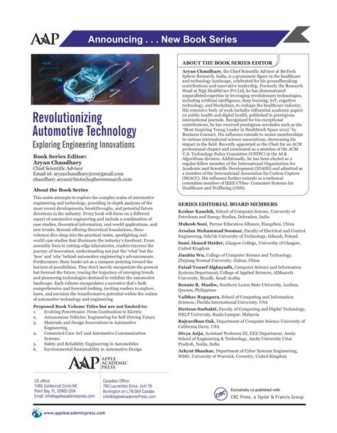 Aryan Chaudhary On Linkedin Call For Book Proposals Series Title Revolutionizing Automotive