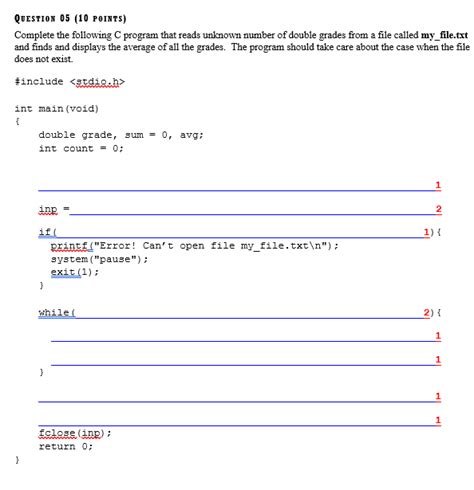 solved complete the following c program that reads unknown