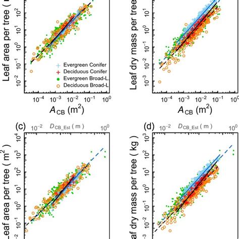 Pipe And Qpipe Model Allometries For The Leaf Area La Obtained Using Download Scientific