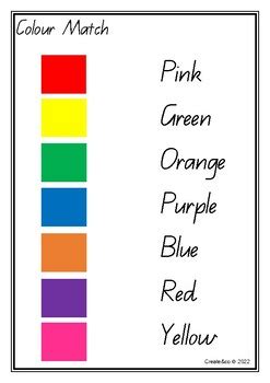 Colour And Word Match By Create N Co TPT
