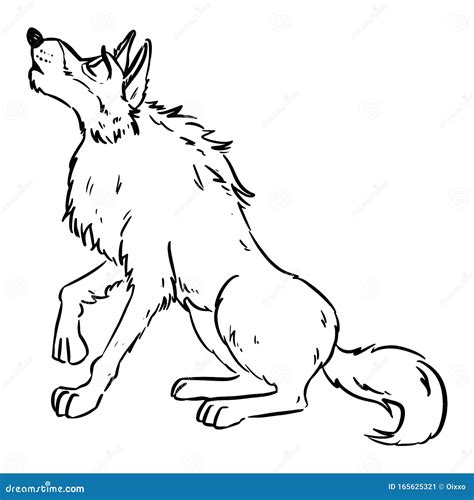 Lobo Aullando En La Luna Dibujo De Dibujos Animados De Lino De Perro O Lobo Canina Con Imagen De
