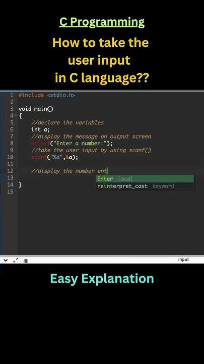 how to take user input using c getting user input using scanf c programming shorts youtube