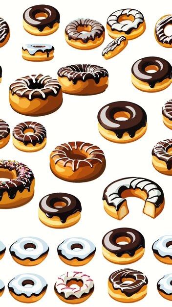 Una Colección De Vectores De Dibujos Animados De Cronuts Vector Premium Generado Con Ia