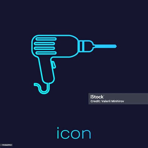 청록색 드릴 기계 라인 아이콘 파란색 배경에 고립입니다 벡터 일러스트 가정 생활에 대한 스톡 벡터 아트 및 기타 이미지 가정